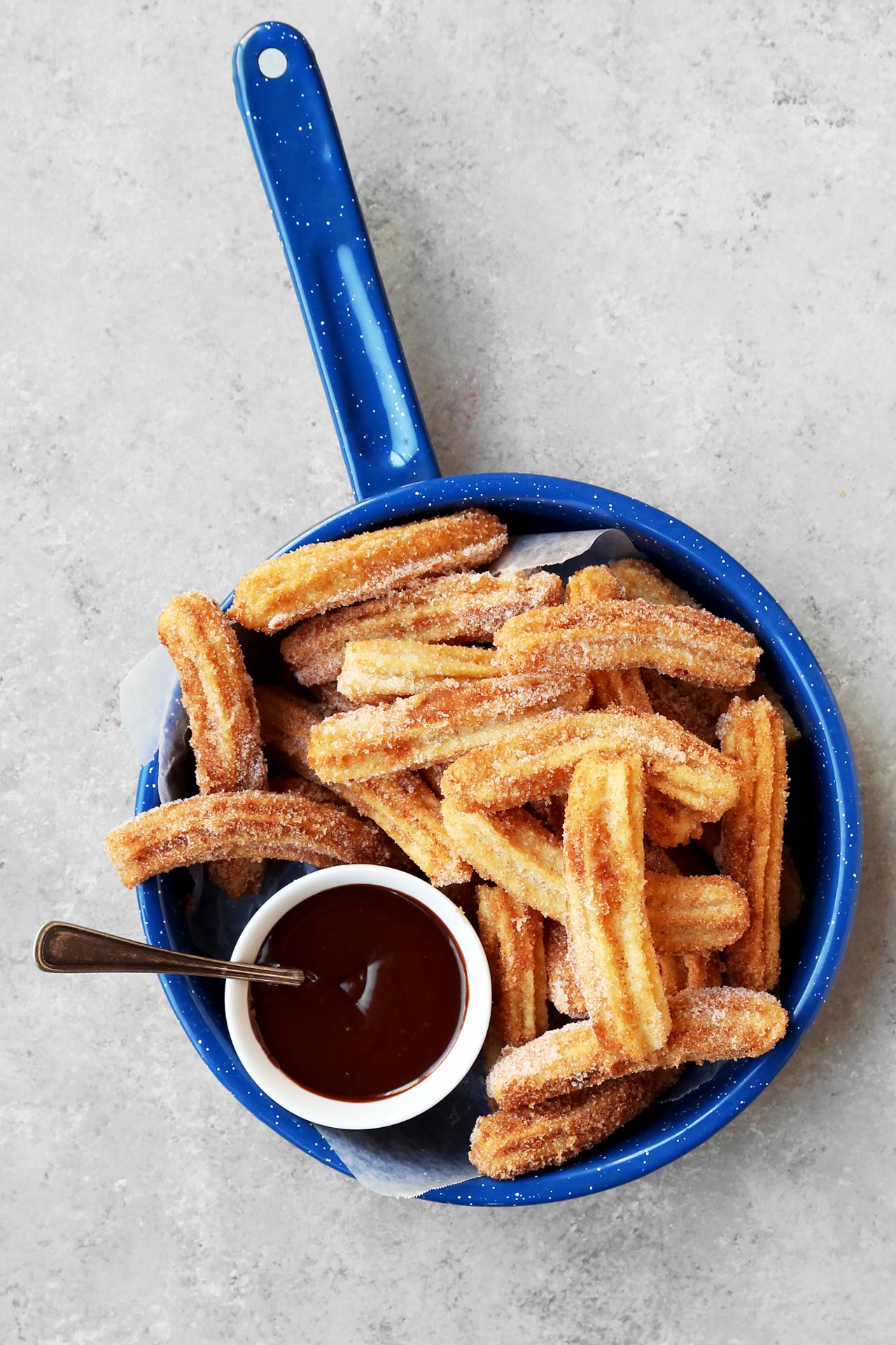 Churros with Chocolate Dipping Sauce - Jonathan Melendez