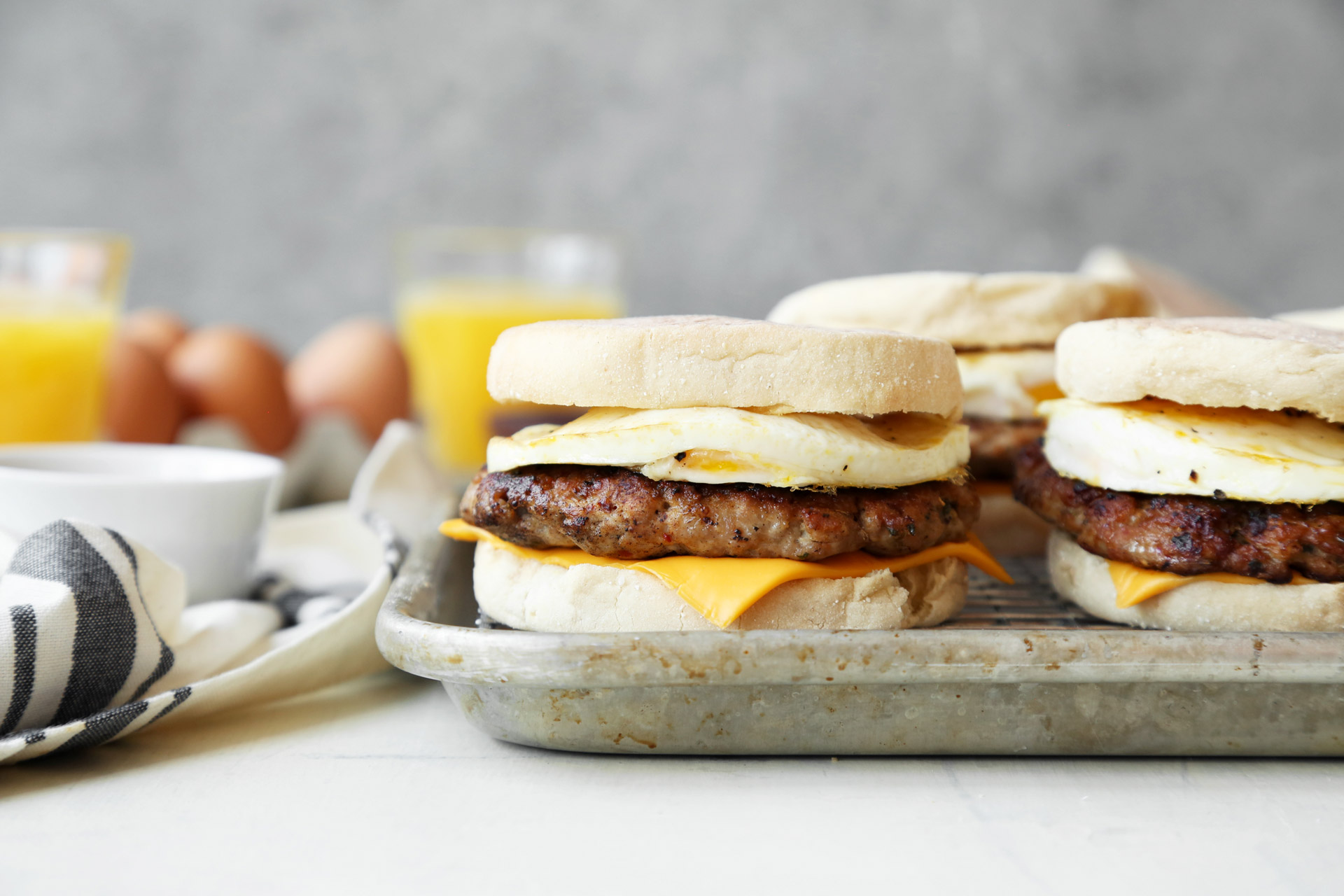 Sausage Egg and Cheese English Muffins - Jonathan Melendez